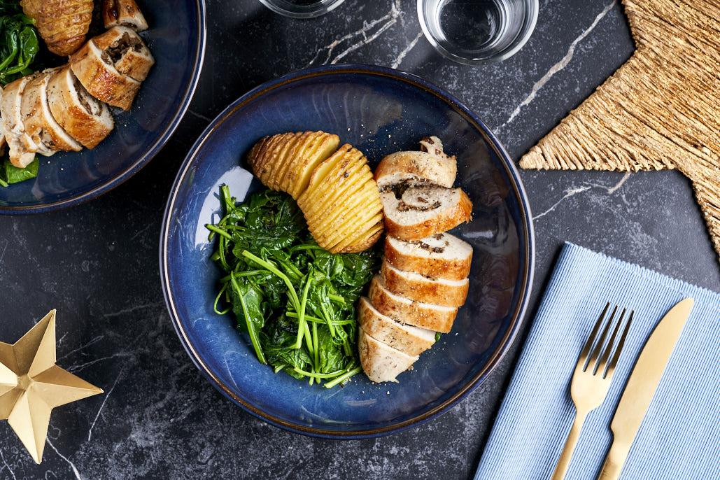 Kiprollade met hasselback aardappels | Recepten | PLUS