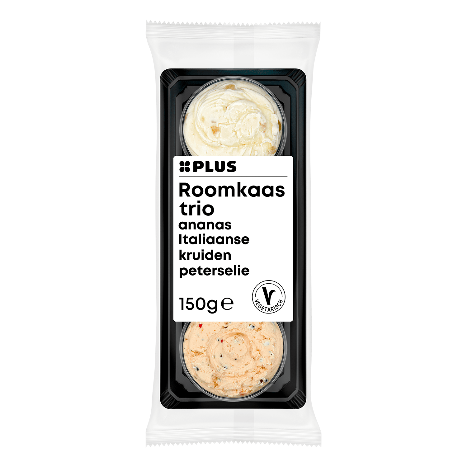 PLUS Roomkaas Trio Per Tray 150 g
