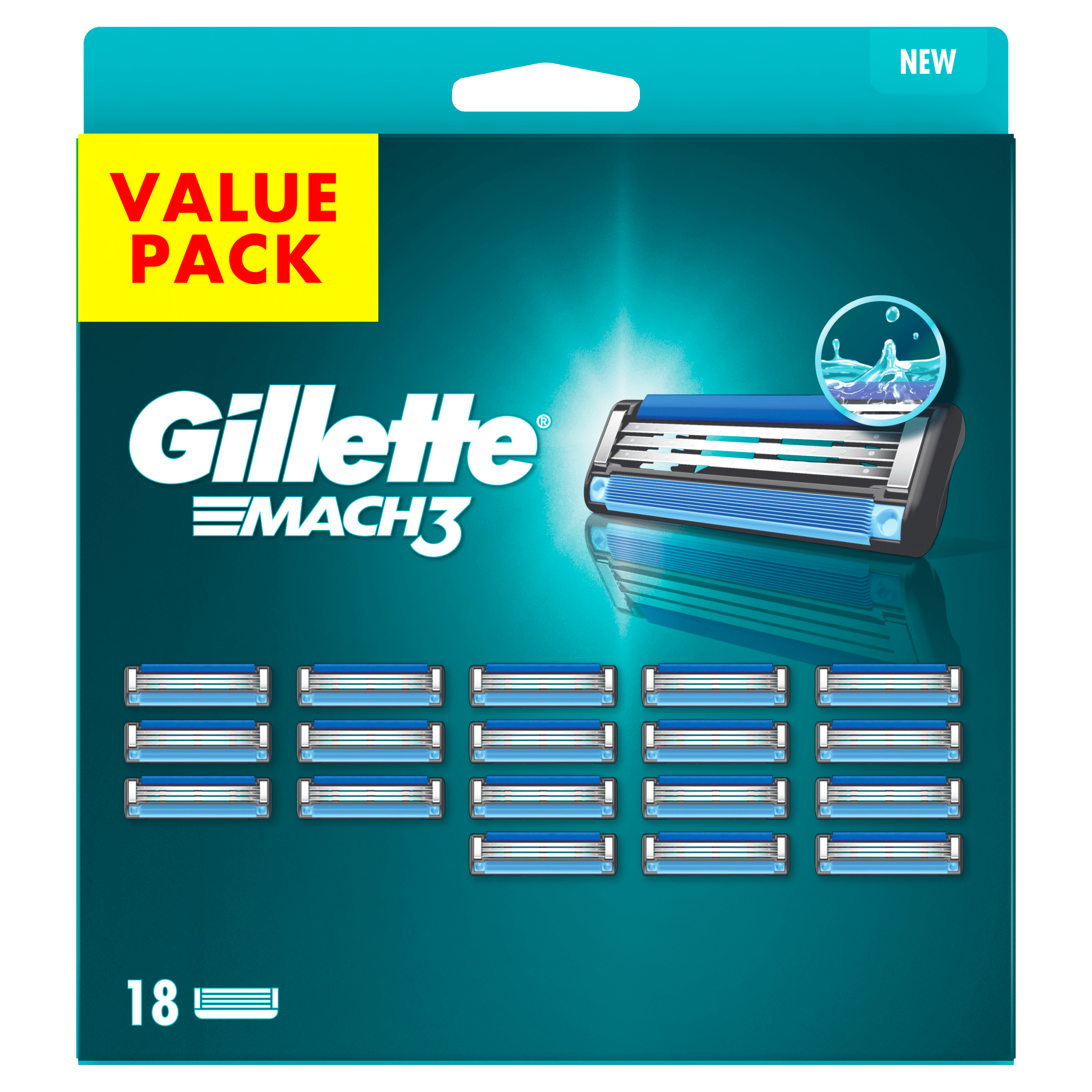 Gillette MACH3 base scheermesje valuepack Per Doos 18 st