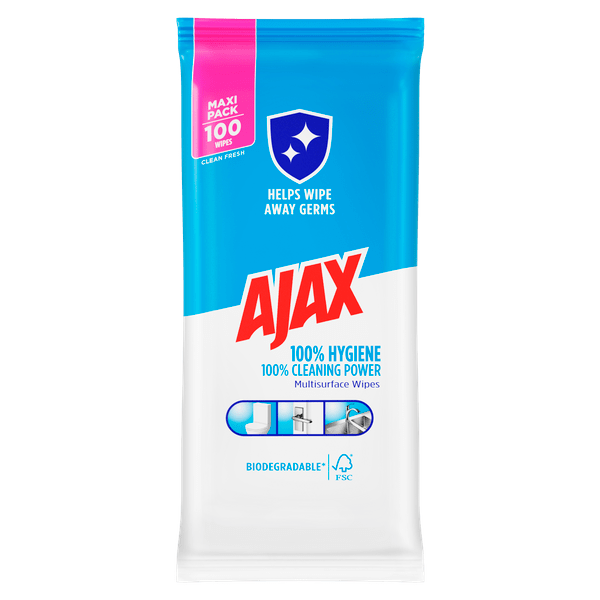 Ajax 100% hygiëne doekjes Per Wikkel 100 st