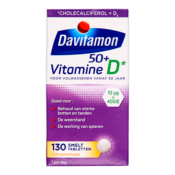 Davitamon Vitamine D 50+ smelttablet Per Pot 130 st