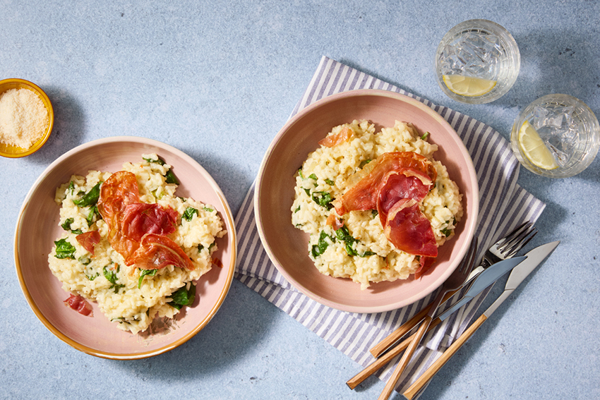 Risotto met spinazie en krokante parmaham | Recepten | PLUS
