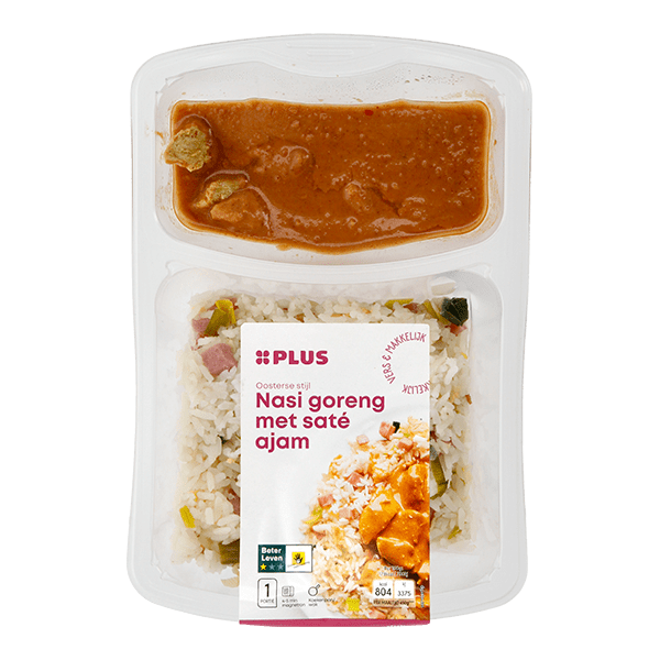 PLUS Nasi Goreng met Saté Ajam Per Tray 450 g