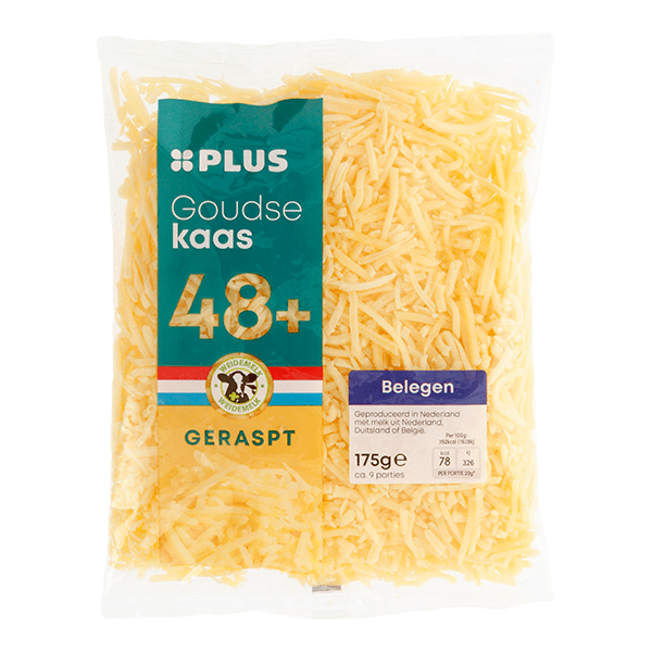 PLUS Goudse geraspte kaas belegen 48+ Per Zak 175 g