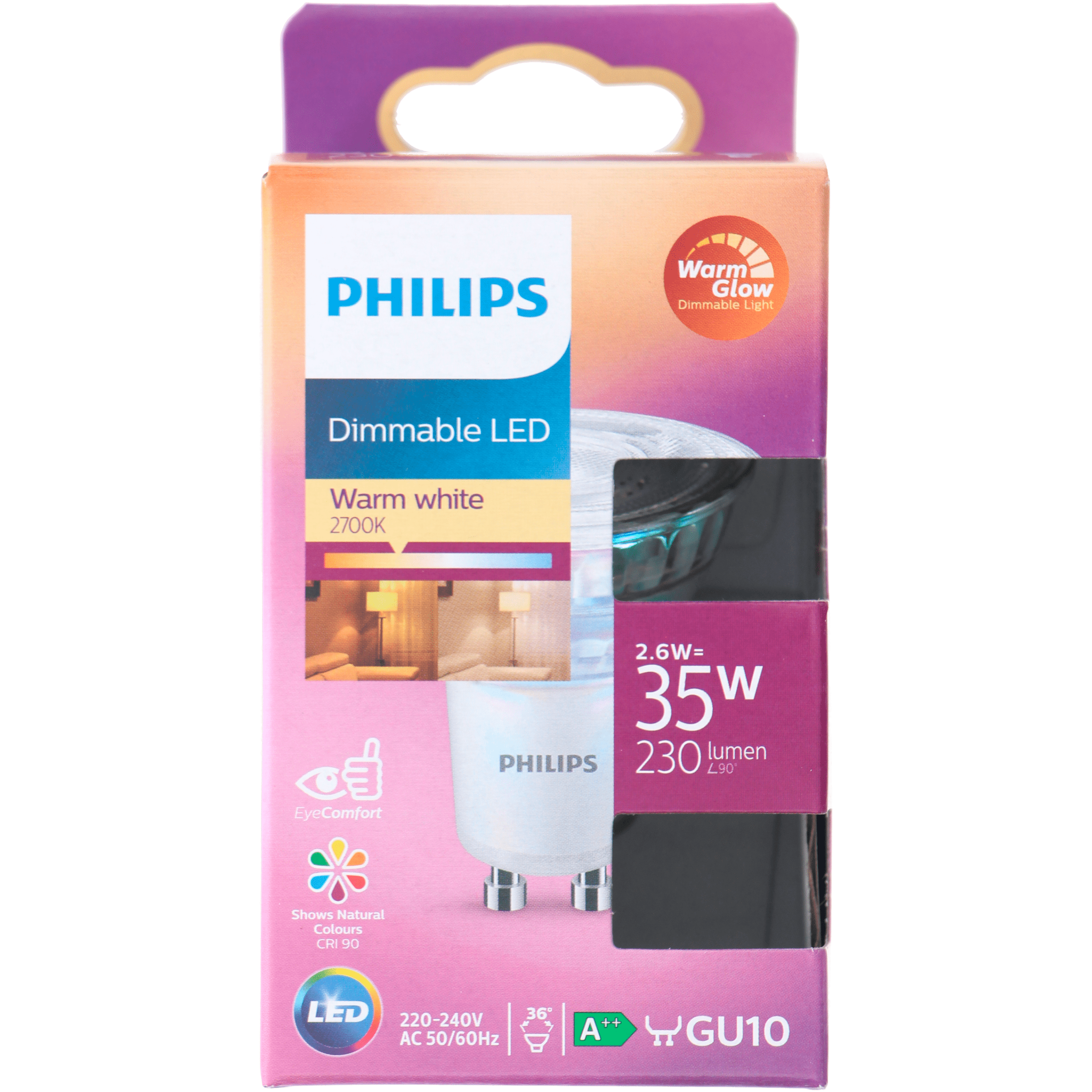 Philips LED 35W spot GU10 dimbaar Per Doos 1 st