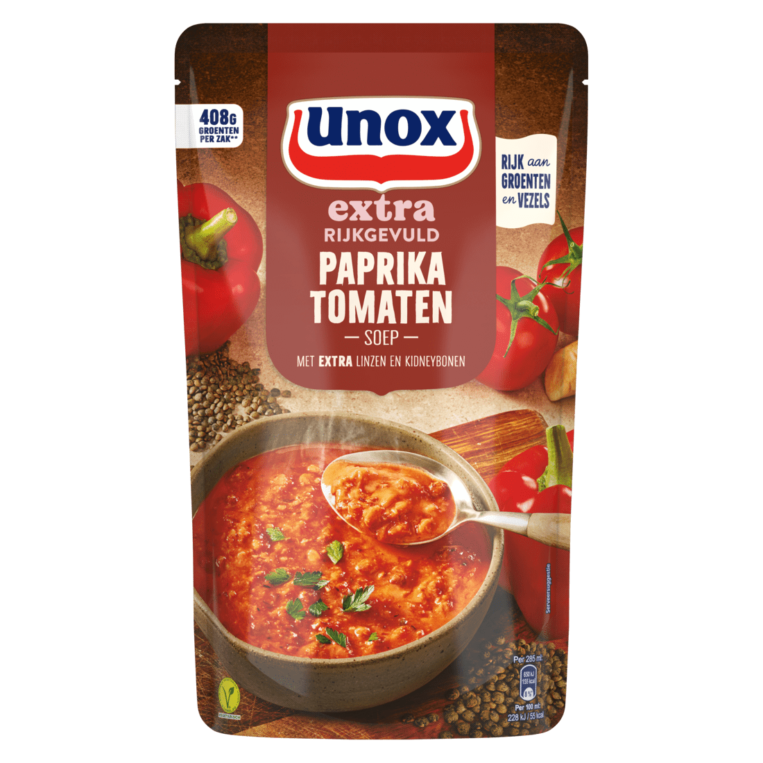 Unox Soep in zak rijkgevuld paprika tomaat Per Zak 570 ml