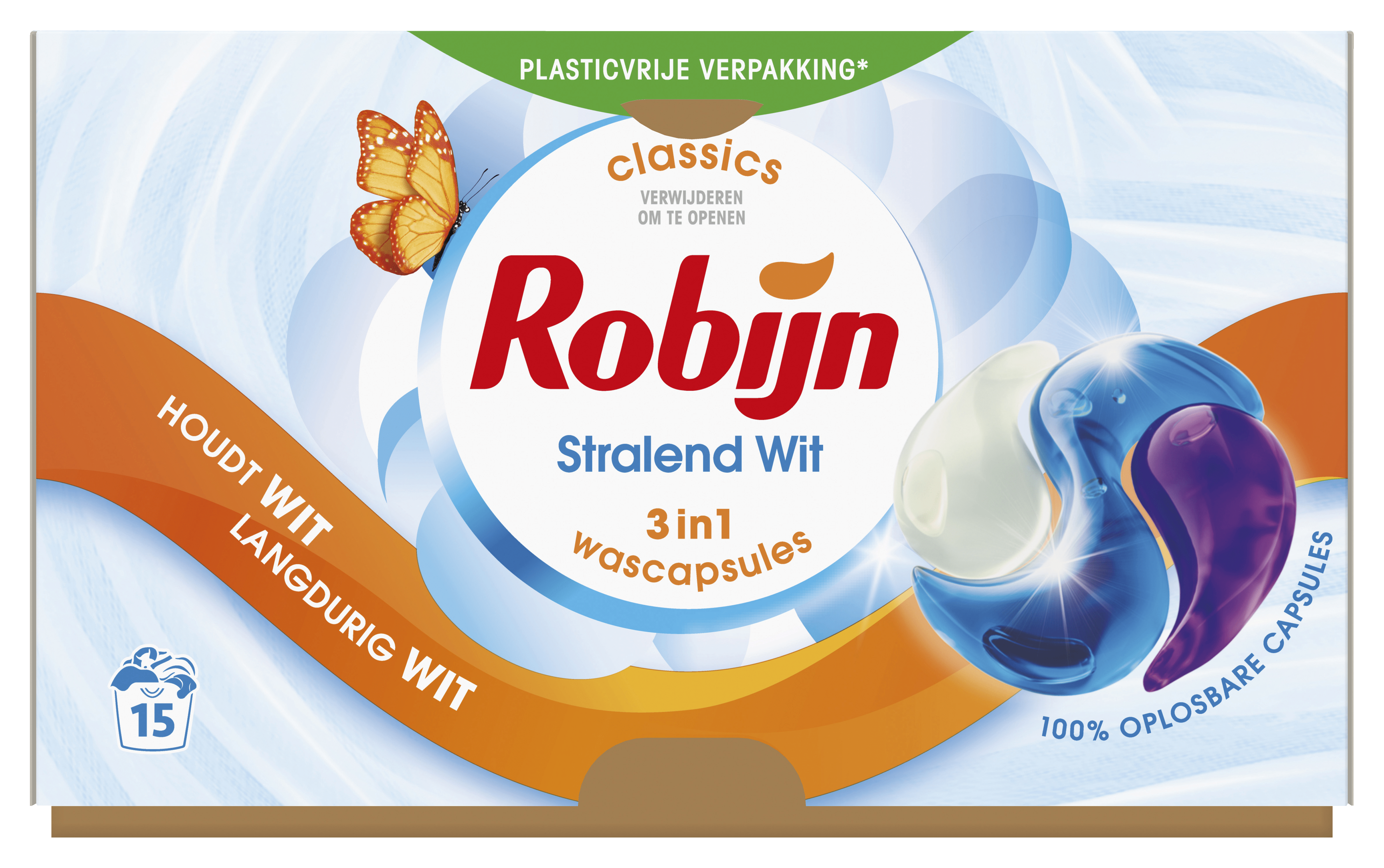 Robijn 3-in-1 classics capsules stralend wit Per Beker 15 st