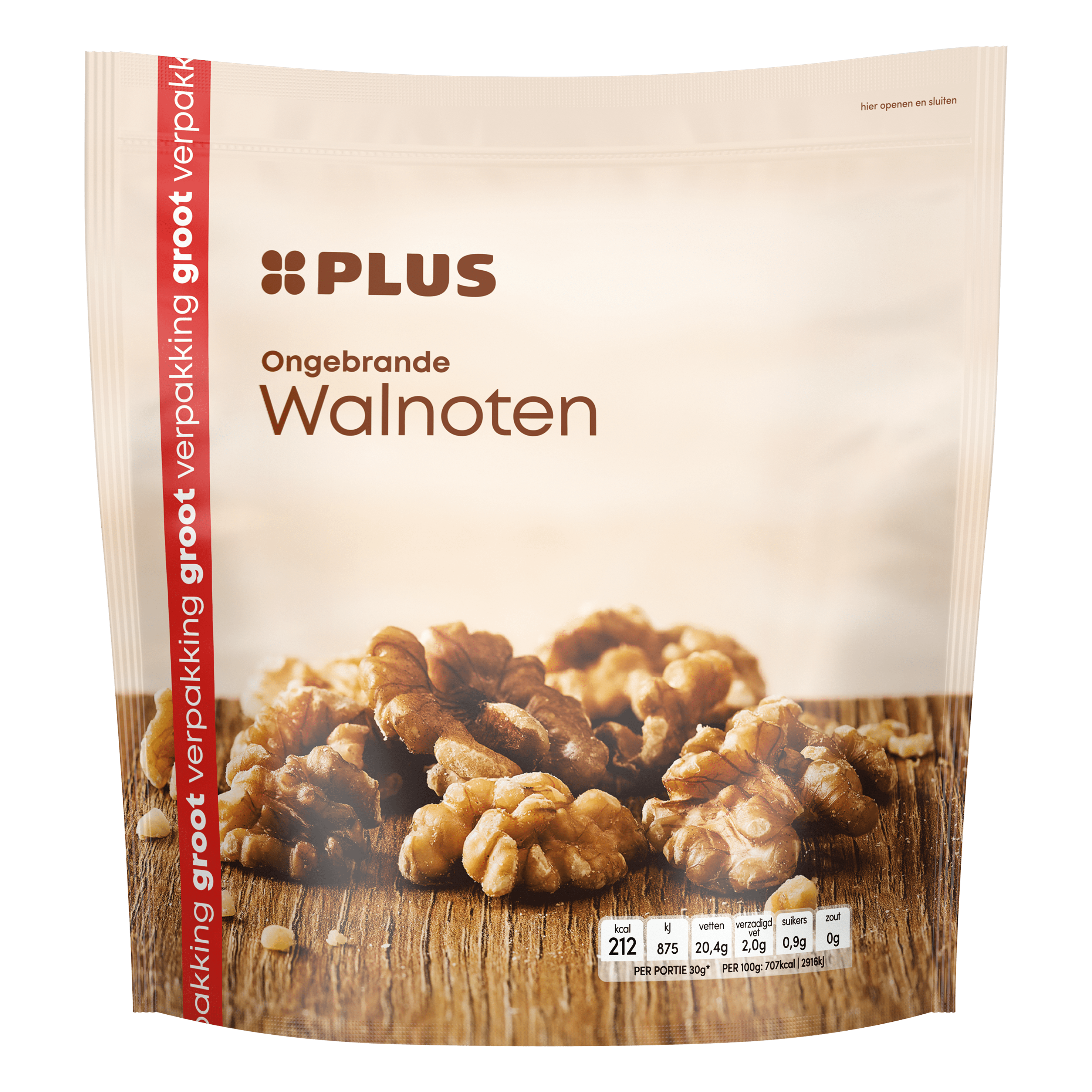 PLUS Walnoten ongebrand ongezouten Per Stazak 500 g