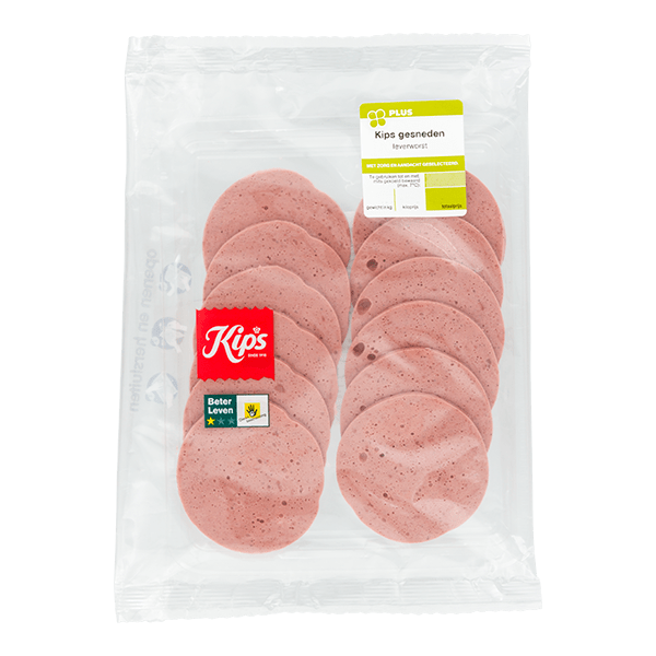 PLUS Kips Gesneden leverworst Per 100 gram