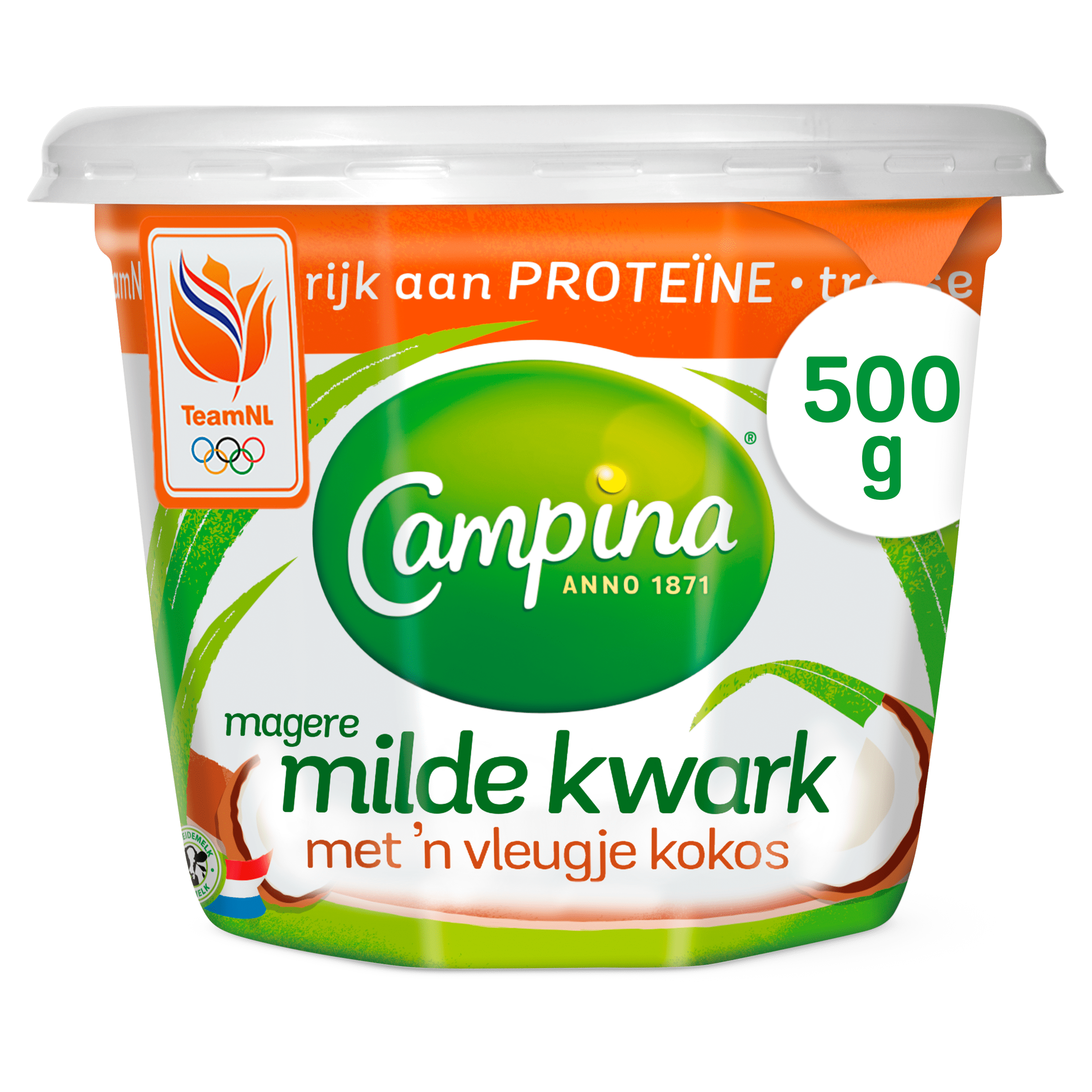 Campina Magere kwark met kokos Per Beker 500 g