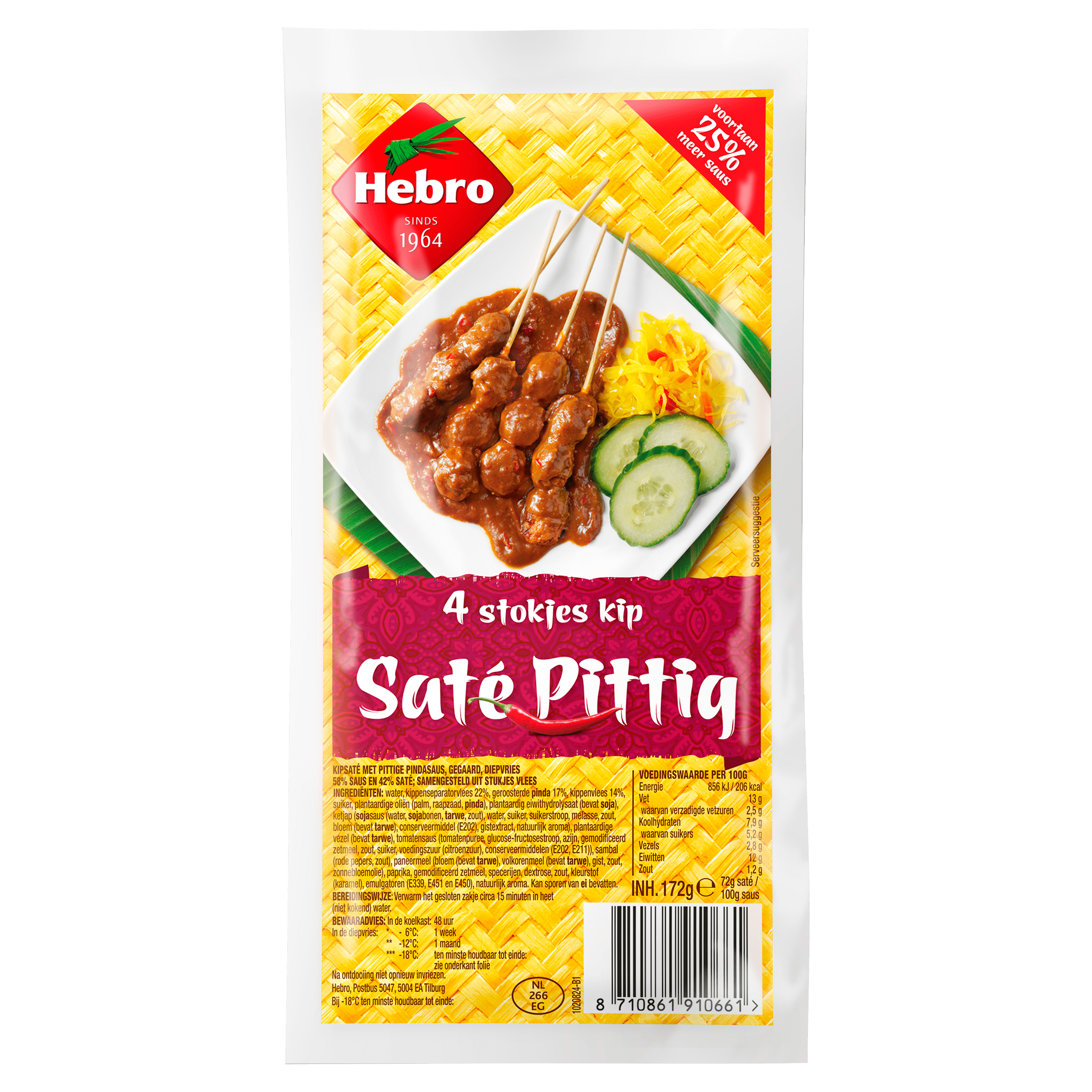 Hebro 4 Stokjes Kipsaté Pittig Per Zakje 172 g