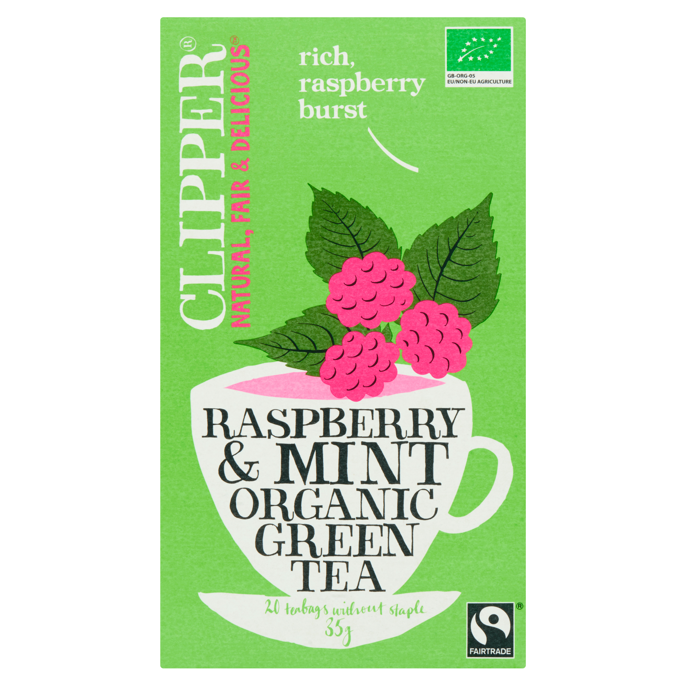 Clipper Organic Green Tea Raspberry Mint Per Doos 20 st
