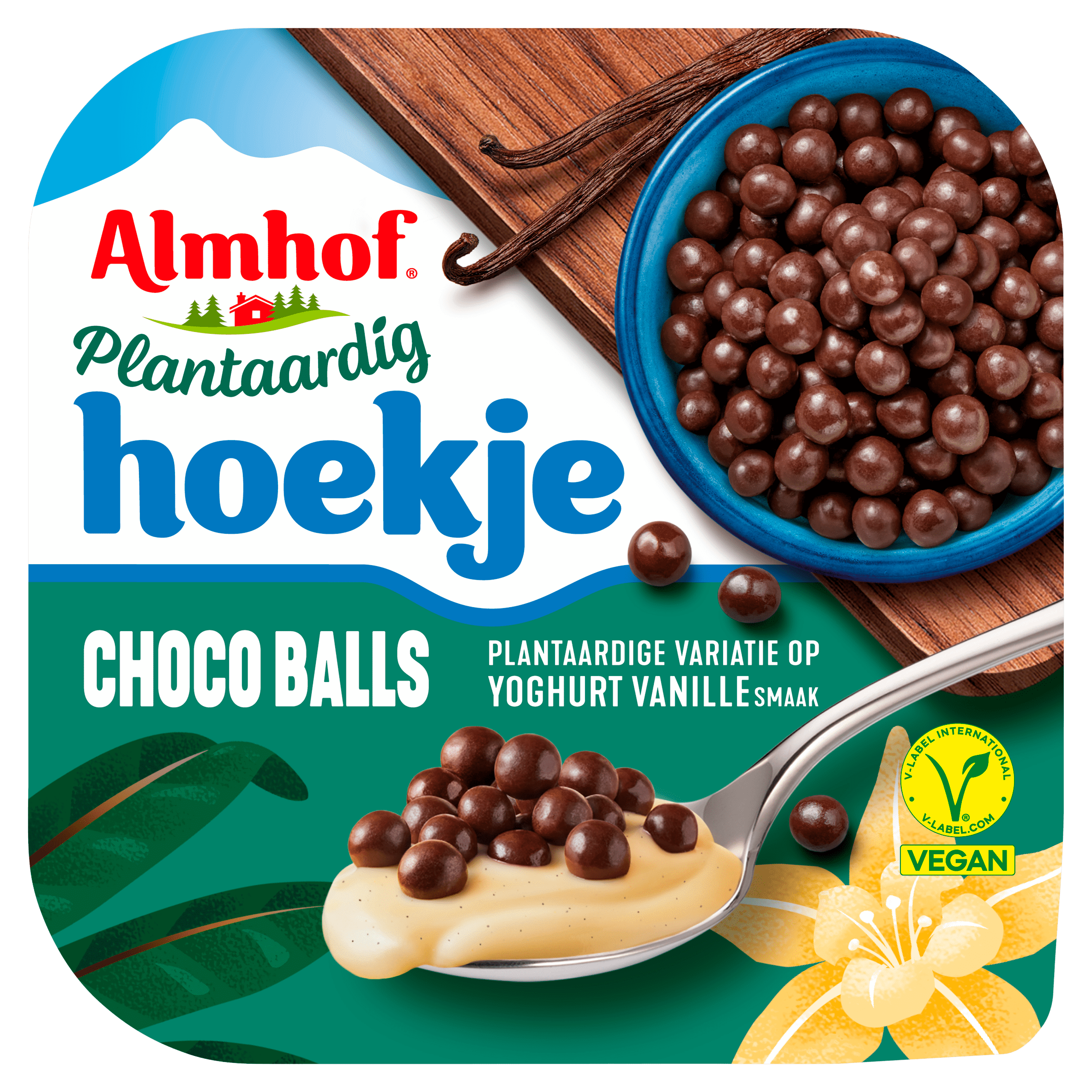 Almhof hoekje plantaardig choco balls vanille Per Kuipje 125 g