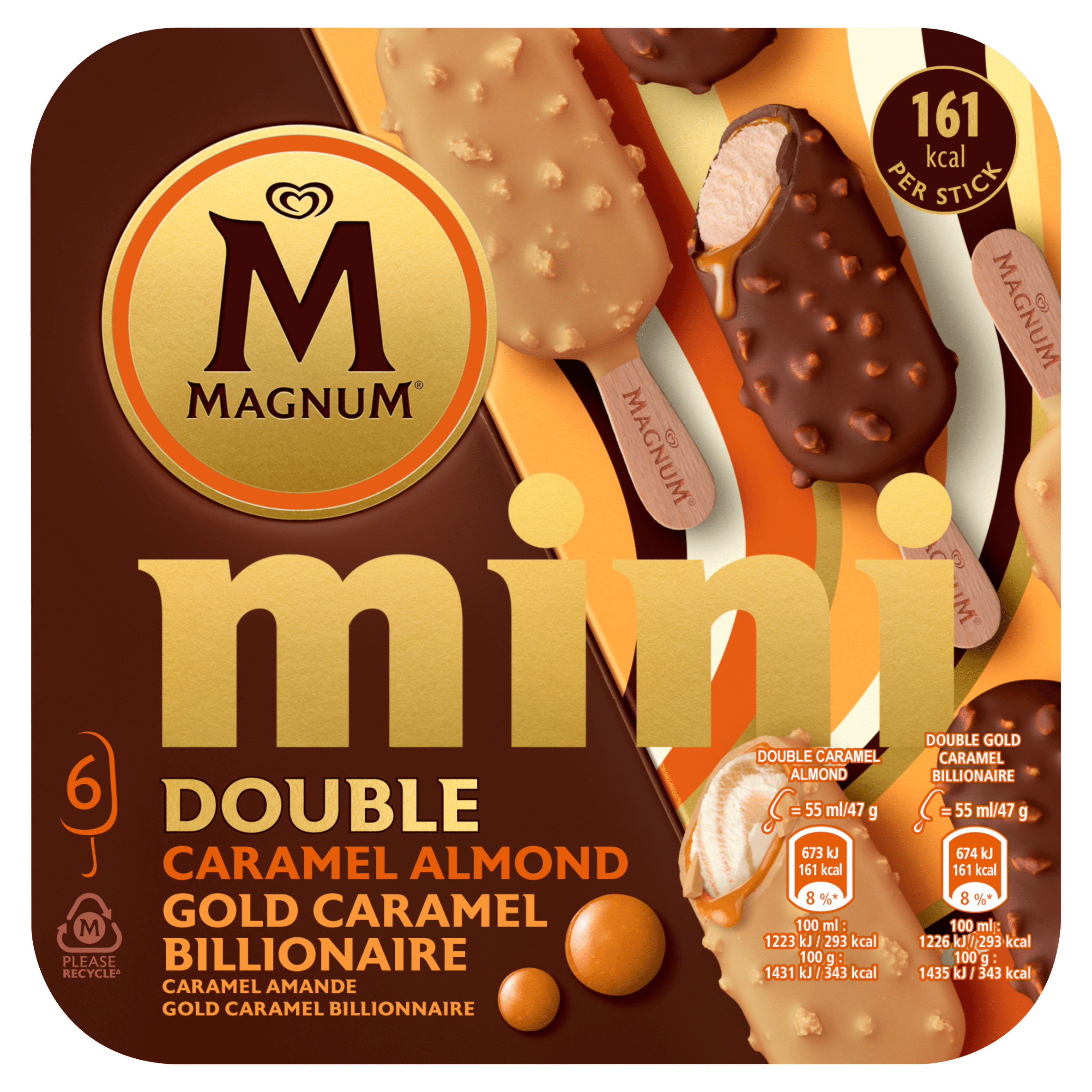 Magnum Mini Double Caramel Almond Billionaire Per Doos 6 st - PLUS