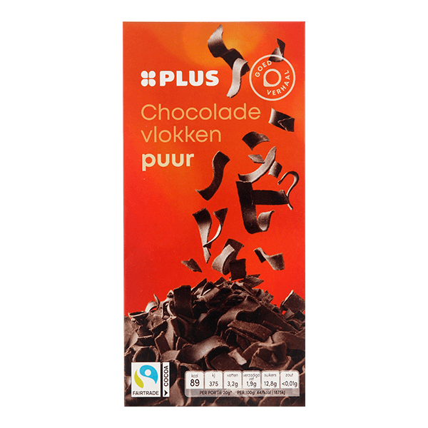 PLUS Chocoladevlokken puur Fairtrade Per Doos 300 g