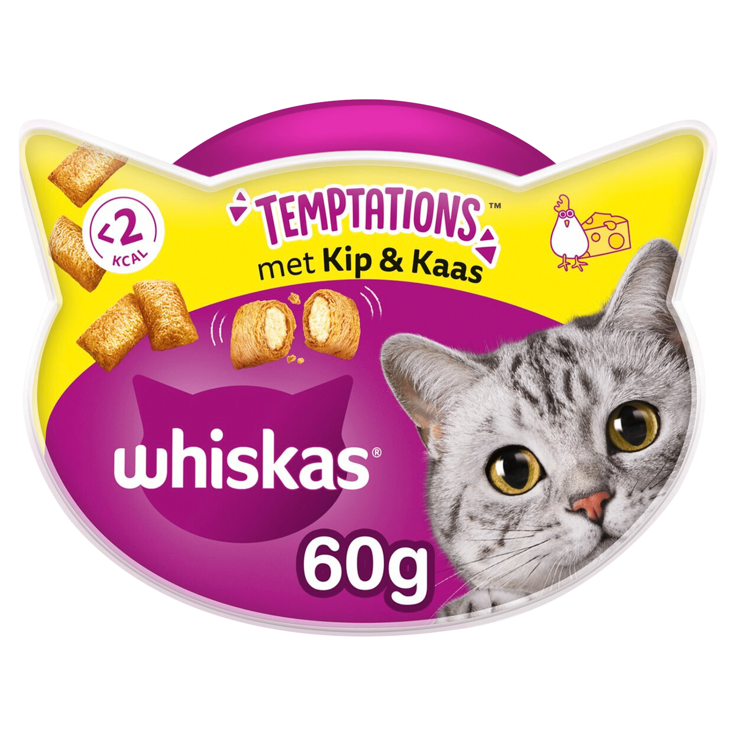 Whiskas Temptations Kip&Kaas kattensnoepjes Per Stuk 60 g