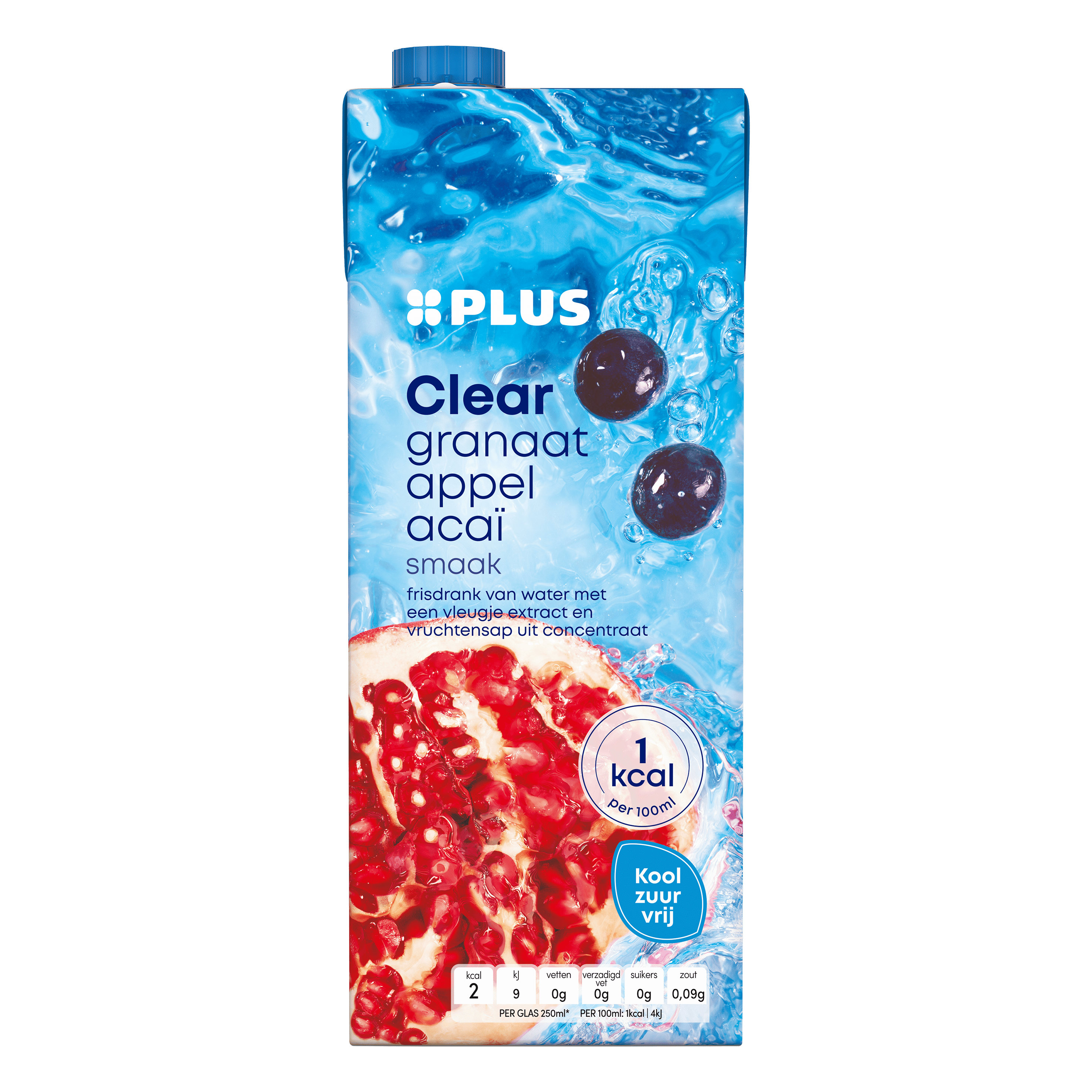 PLUS Clear granaatappel açai Per Pak 1500 ml