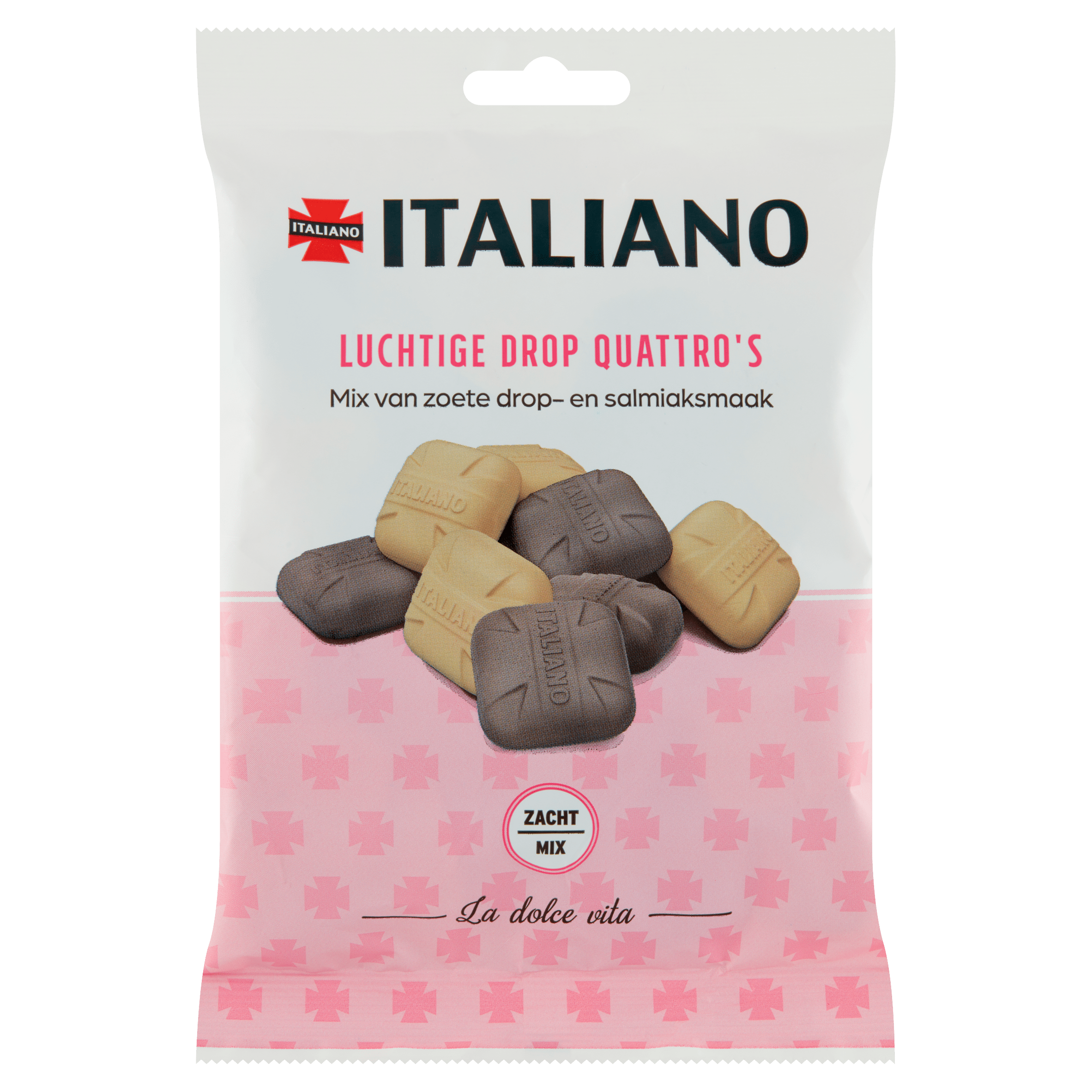 Italiano Luchtige drop quattro's Per Zak 140 g