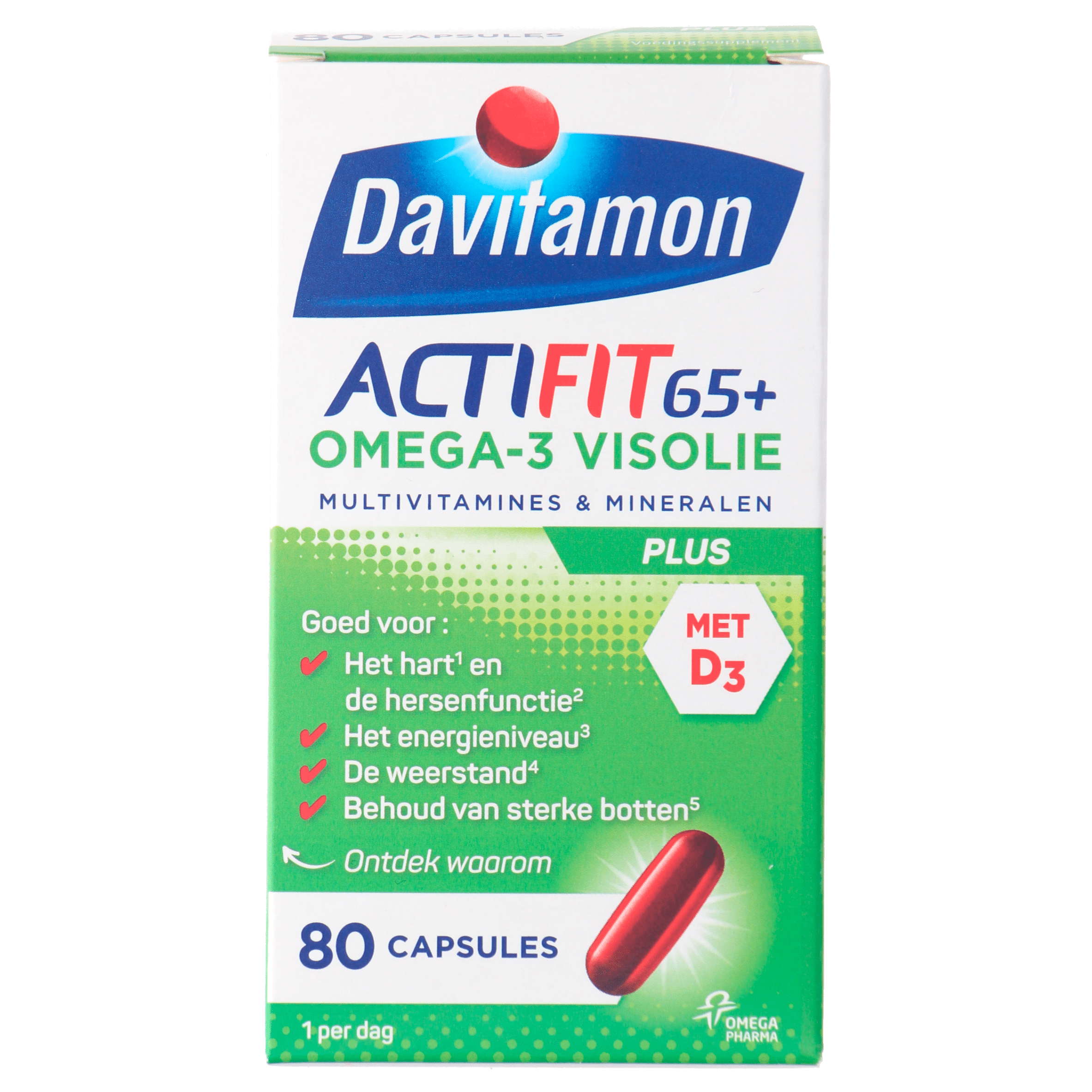 Davitamon Vitamine Actifit 65+ omega3 Per Doos 80 st