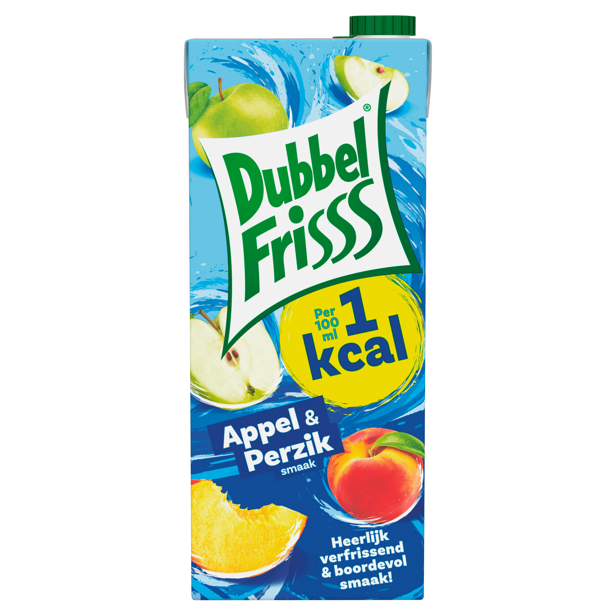 Dubbelfrisss 1kcal Appel & perzik Per Pak 1500 ml