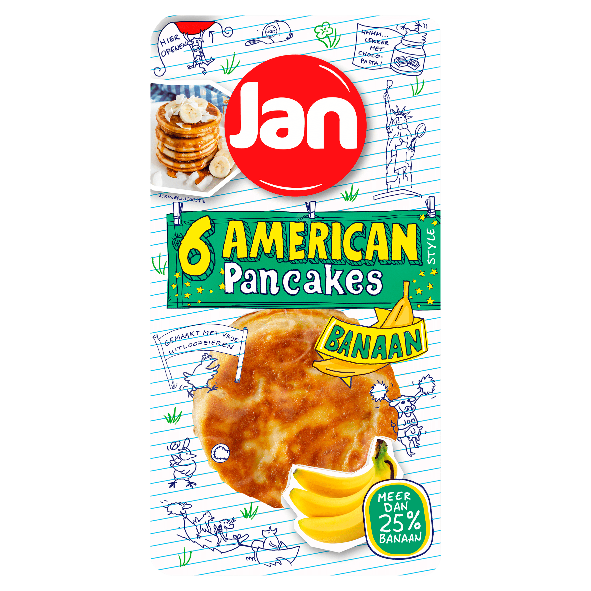 Jan American pancakes banaan Per Tray 300 g