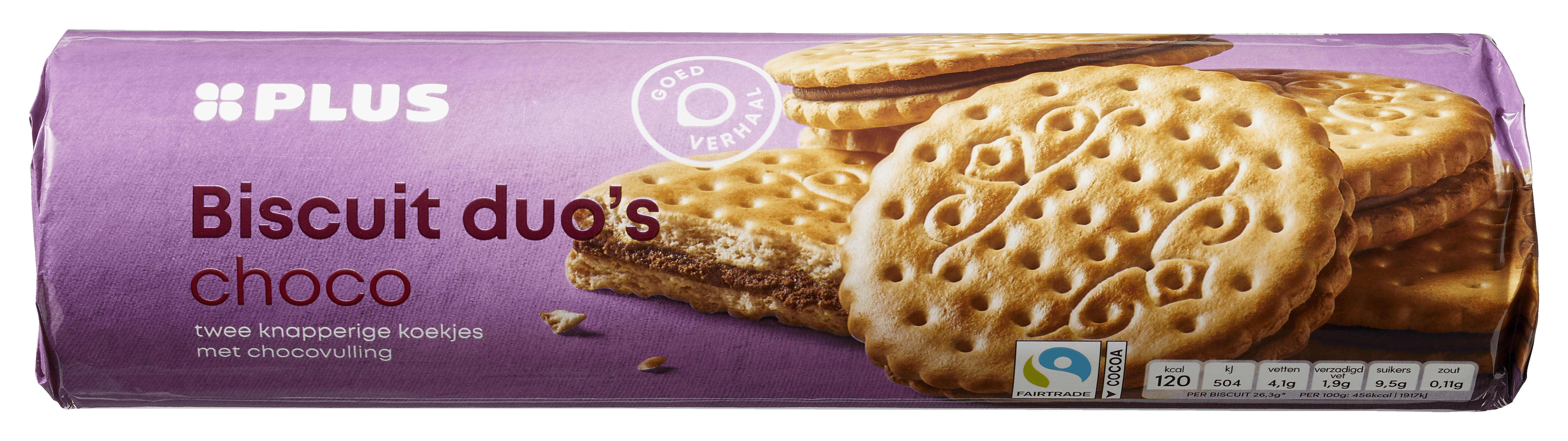 PLUS Biscuit duo's cacao Fairtrade Per Rol 500 g