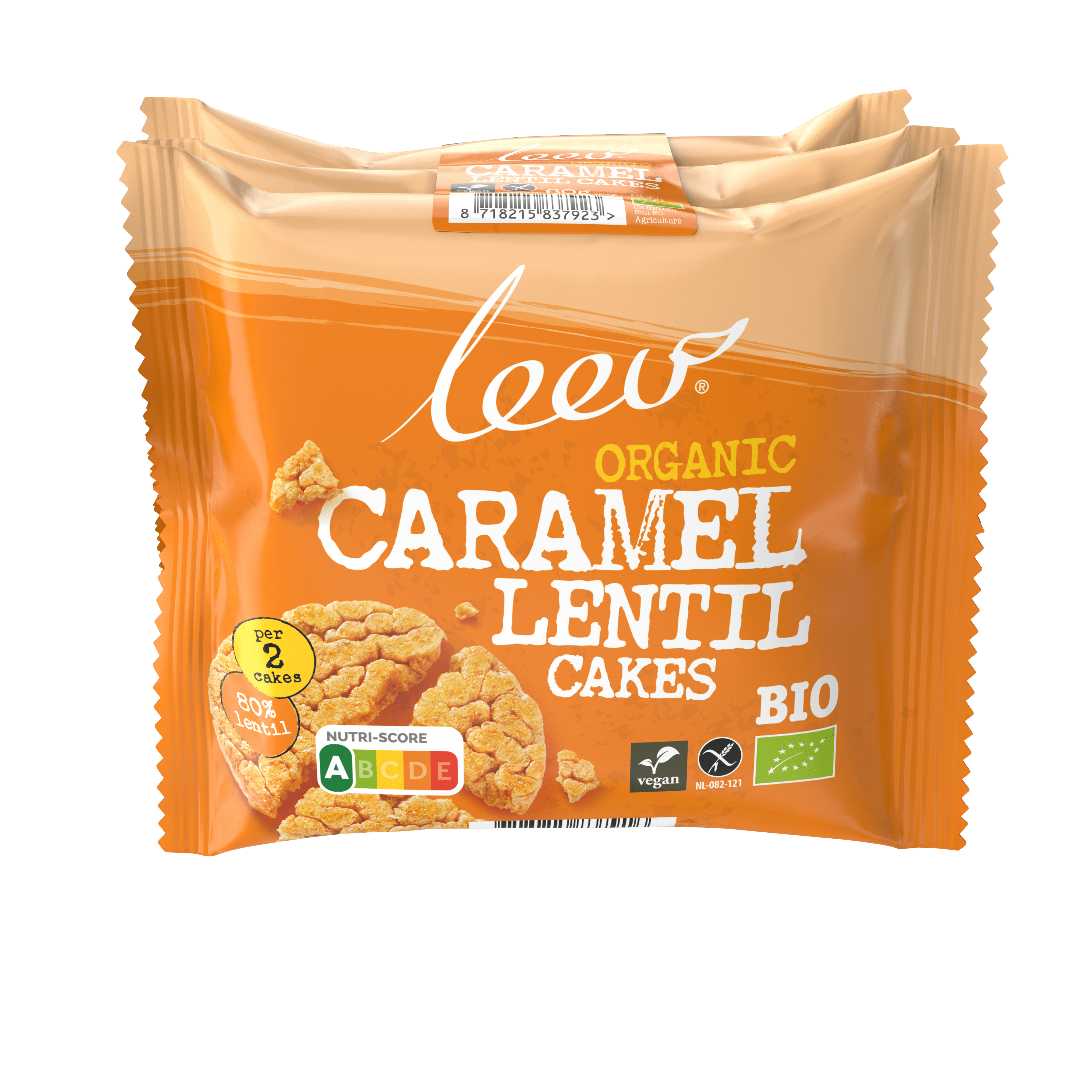 Leev Linzenwafels caramel portie bio Per Pak 60 g