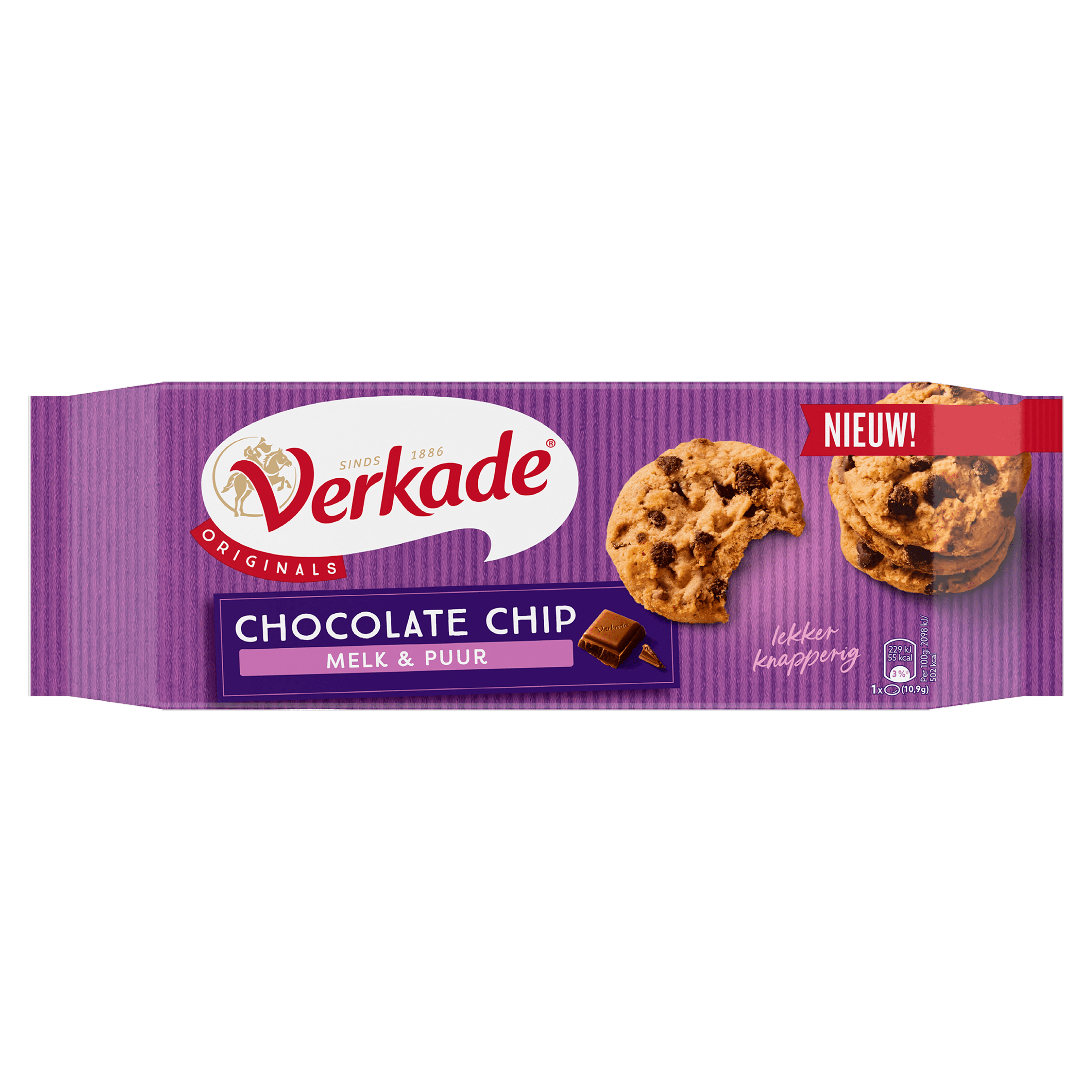 Verkade Chocolade chip melk & puur Per Wikkel 150 g