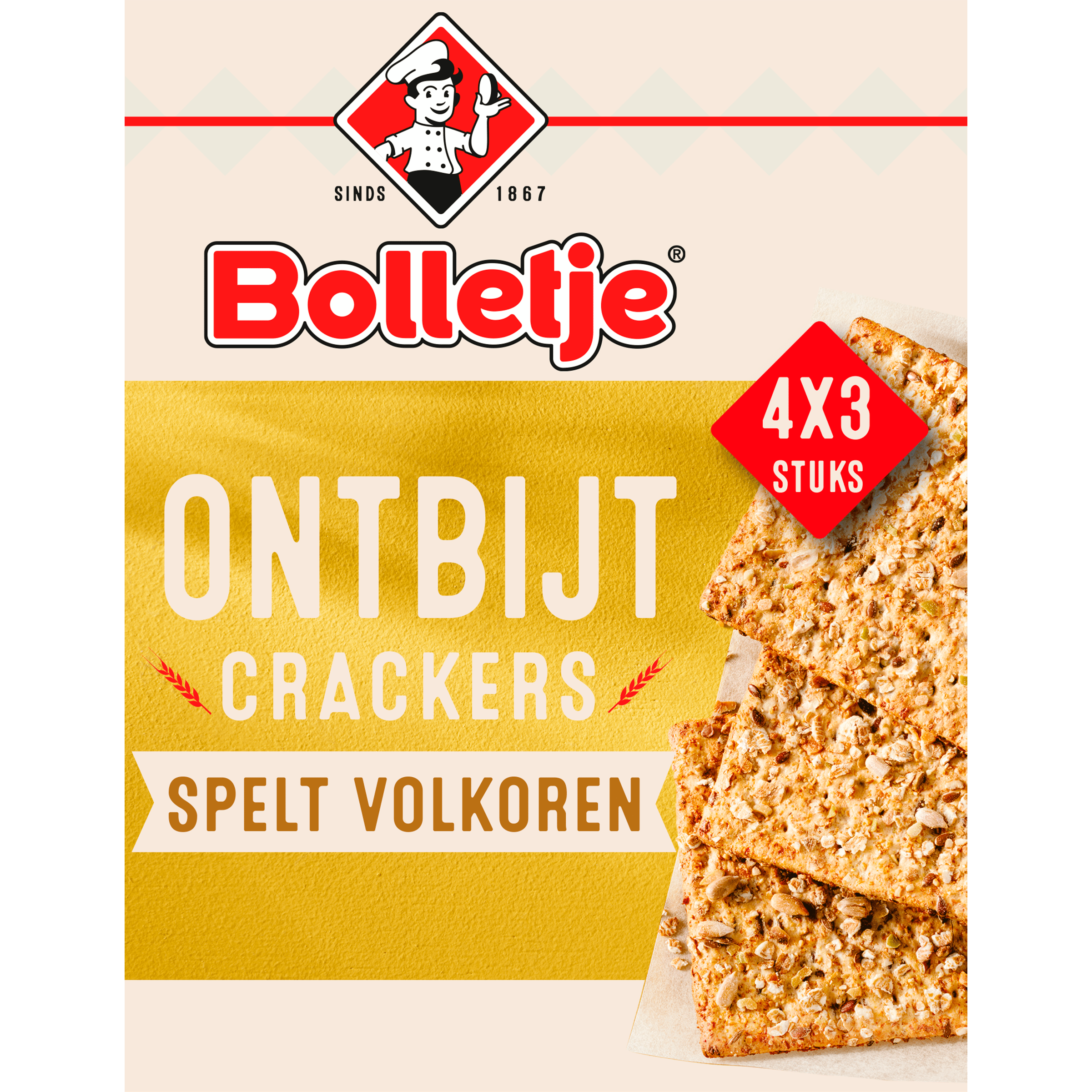Bolletje Ontbijtcrackers spelt volkoren Per Doos 240 g