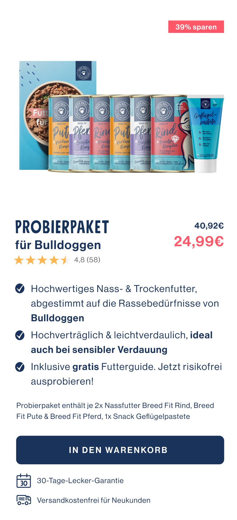 Leckeres Futter für Bulldoggen - Pets Deli