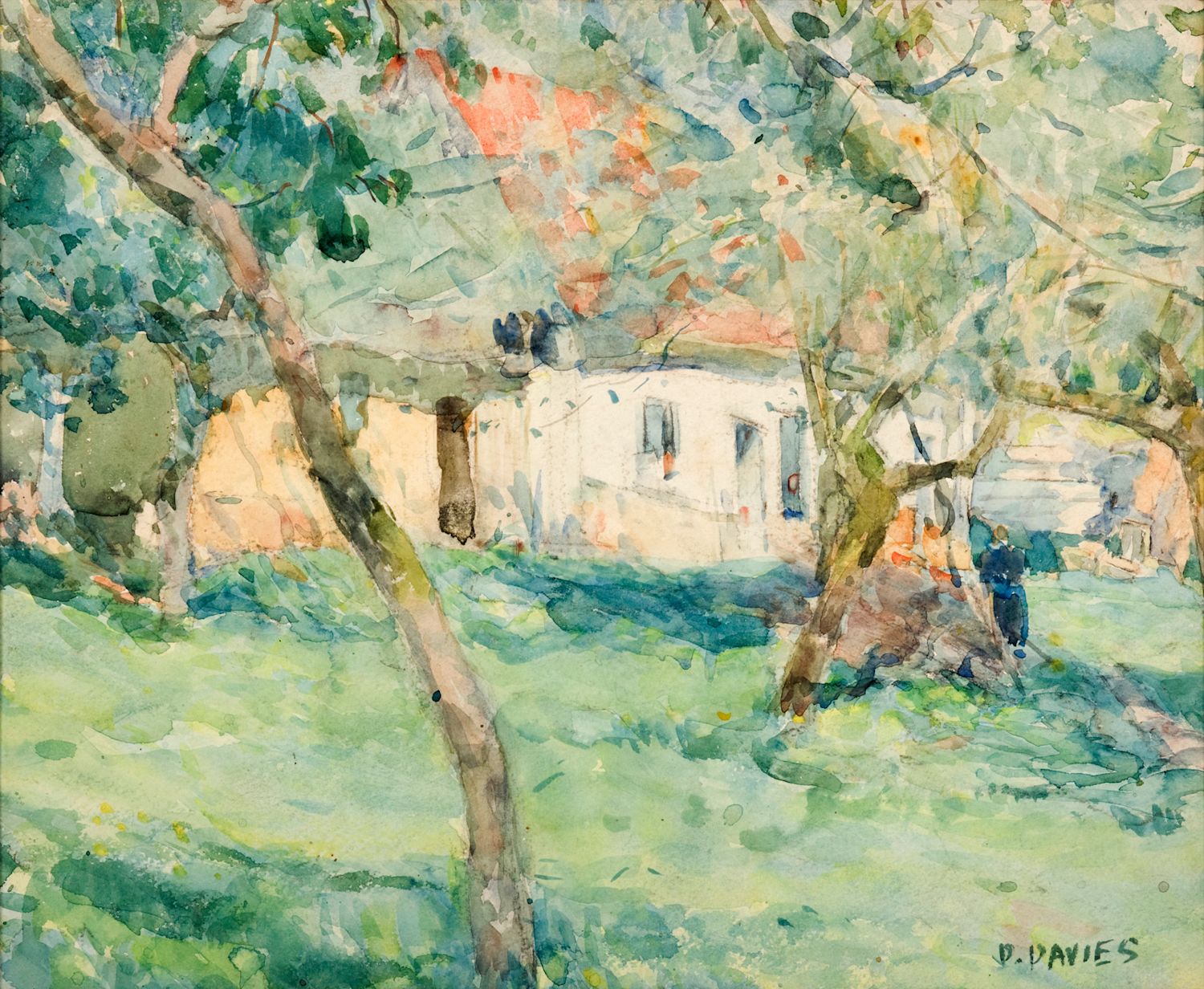 David Davies, Landscape with houses and figures — Artwork — Philip ...