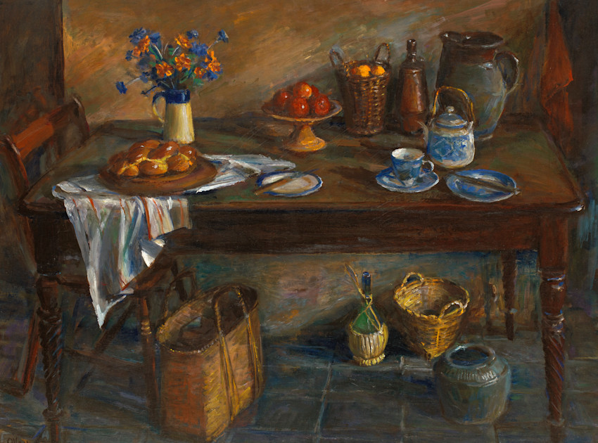 Margaret Olley Estate, Still life with brioche and basket — Artwork ...