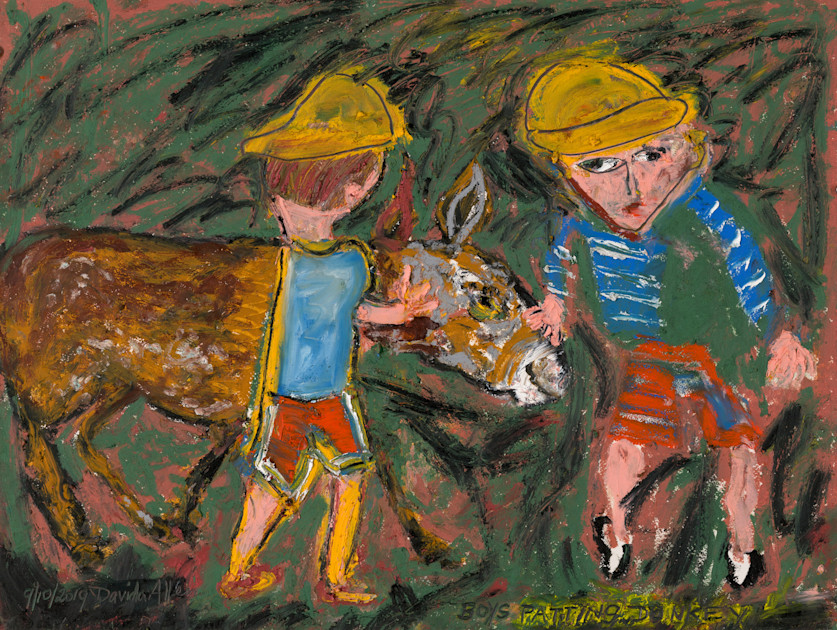 Davida Allen, Boys patting donkey — Artwork — Philip Bacon Galleries