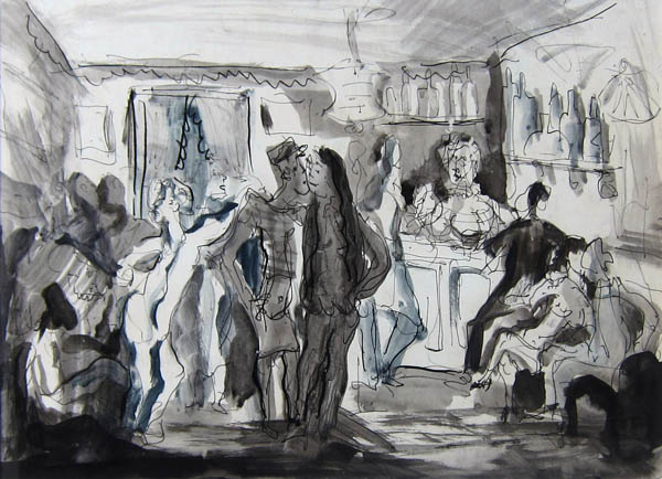 Donald Friend, Figures at a bar — Artwork — Philip Bacon Galleries