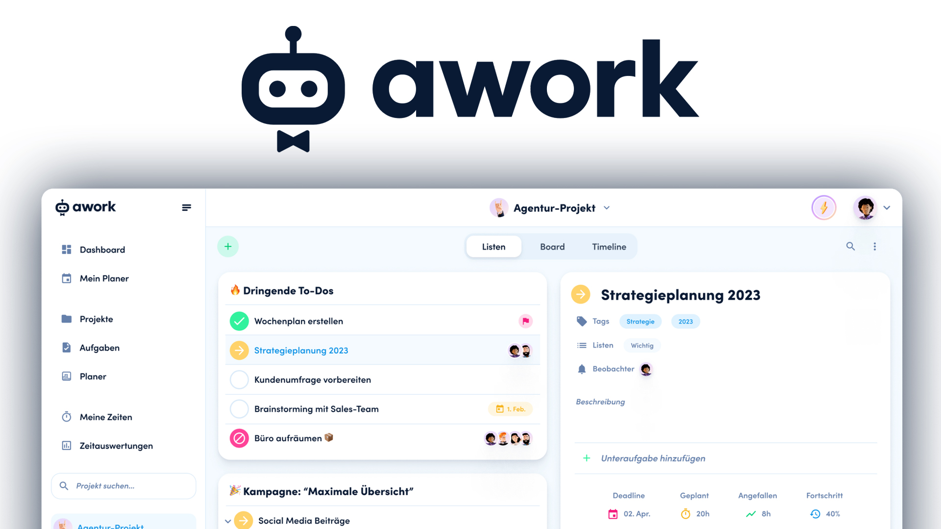 Wie funktioniert awork? (Tutorial): Einfach Aufgaben, Projekte & Zeiten ...