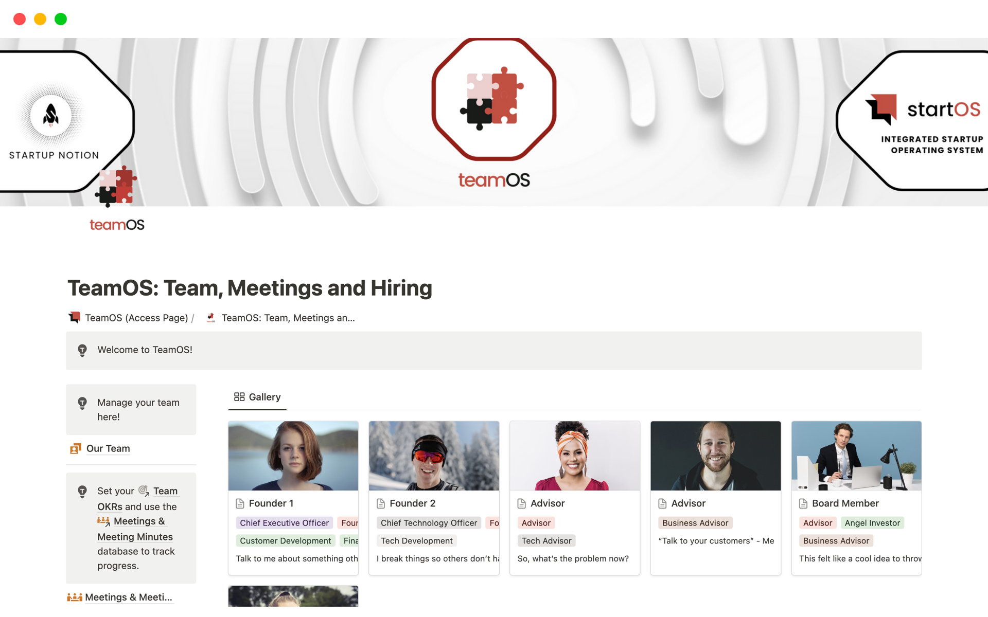 TeamOS: Team, Meetings and Hiring Template by Ajinkya Bhat | Startup Notion | Notion Marketplace