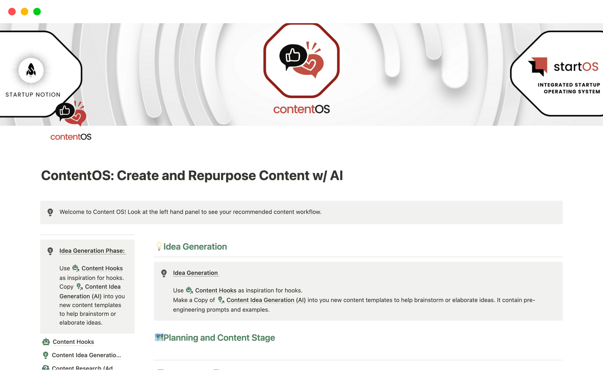 ContentOS: Create and Repurpose Content w/ AI Template | Notion Marketplace