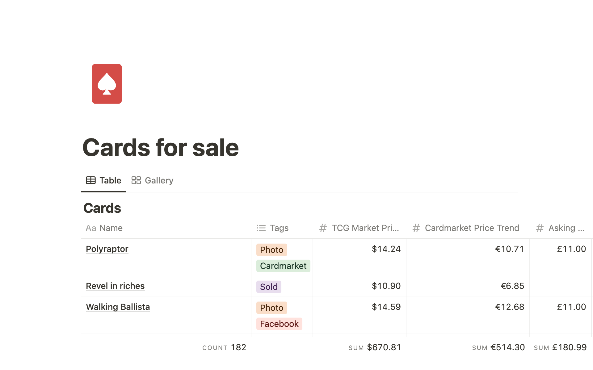Galería de plantillas de Notion – Card library
