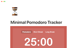 Notion Template Gallery Minimal Pomodoro Tracker