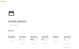 Notion Template Gallery Weekly Planner