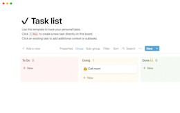 Notion Template Gallery Task List