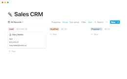 Notion Template Gallery Sales CRM