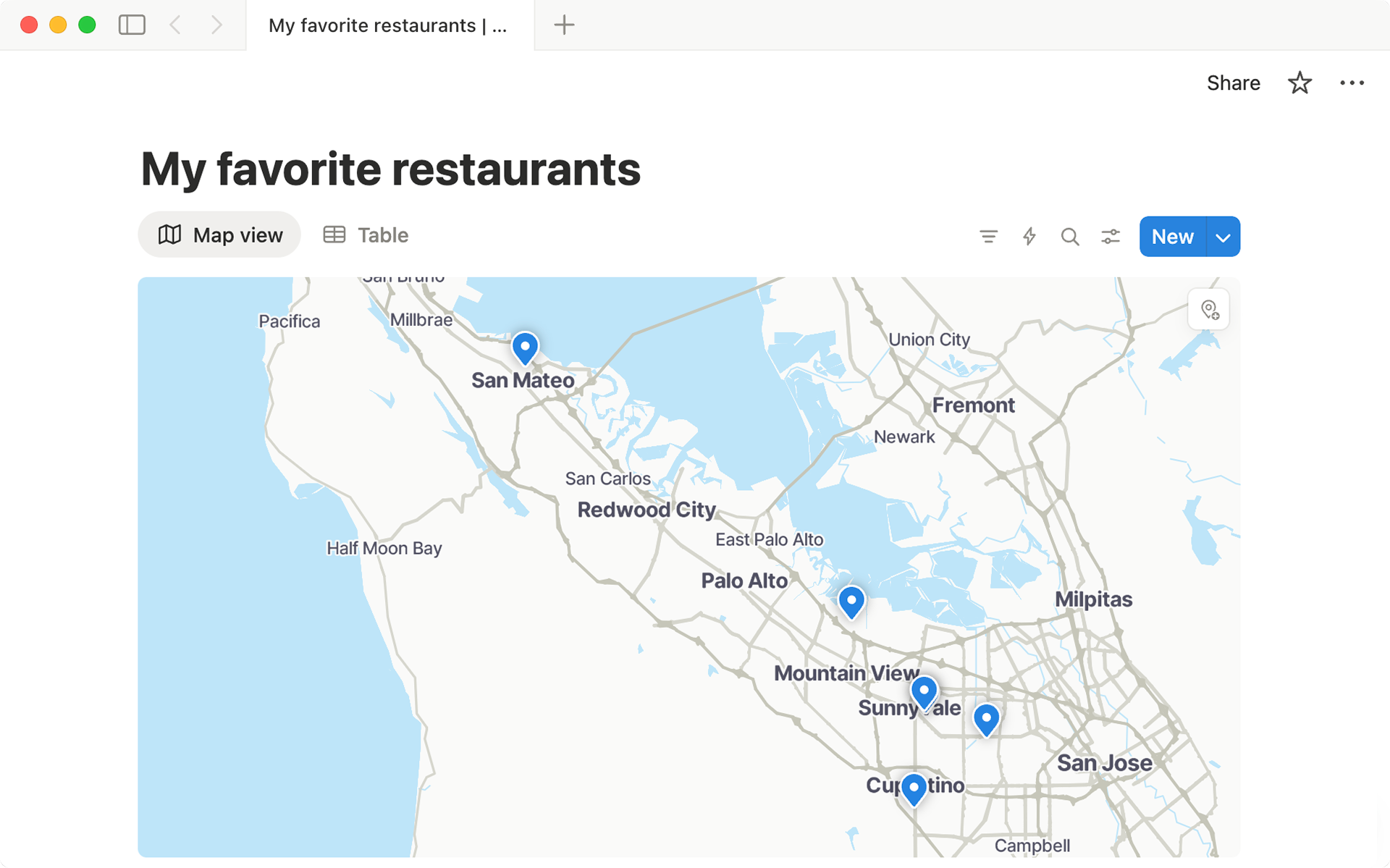 Map view – Notion Help Center