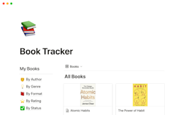 Notion Template Gallery Book Tracker