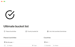 Notion Bucket List Template