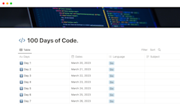 Notion Template Gallery 100 Days Of Code