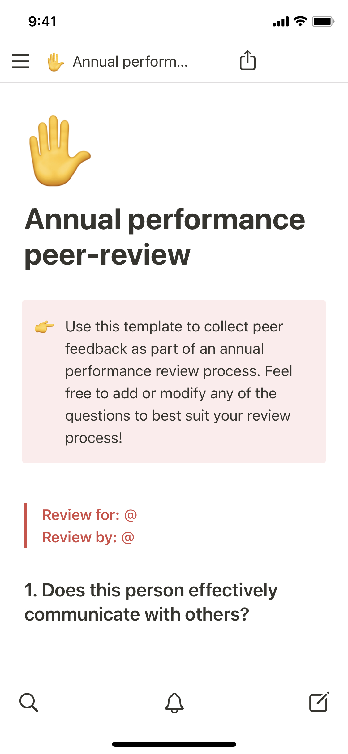Peer To Peer Performance Review
