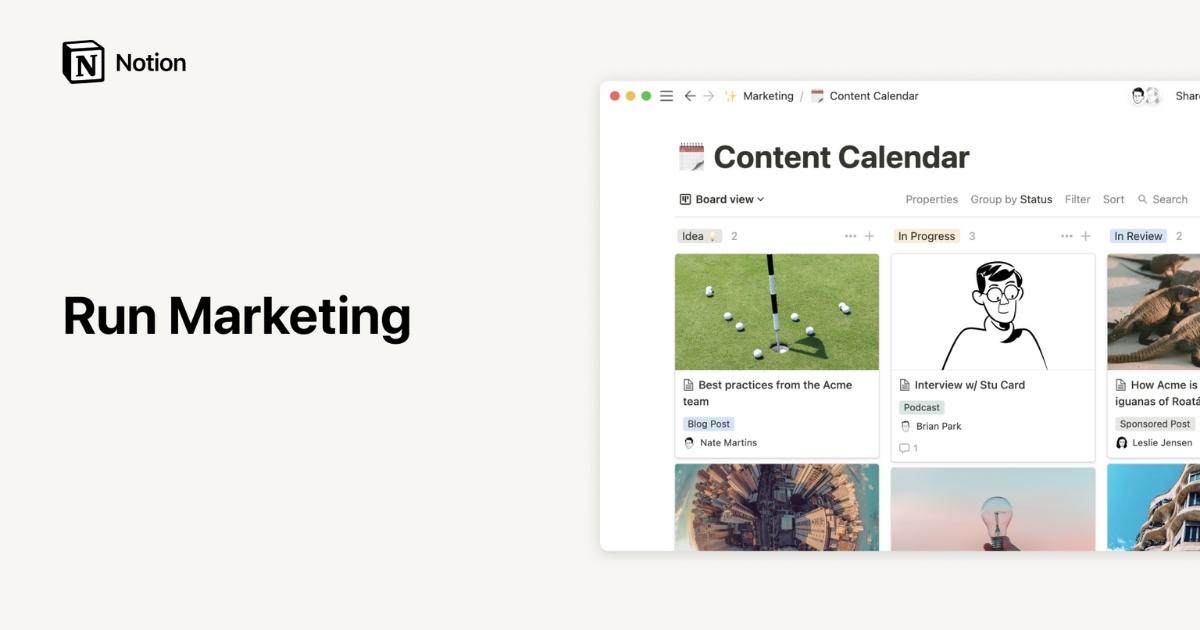 Notion at Work: Run marketing – Seminarios web de Notion