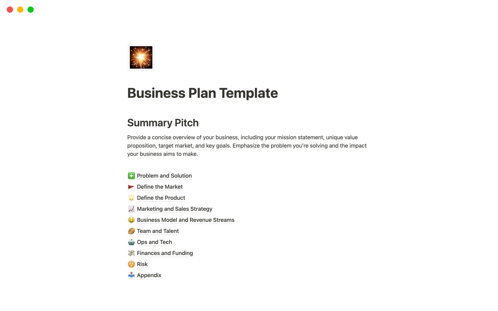 Business Plan Format