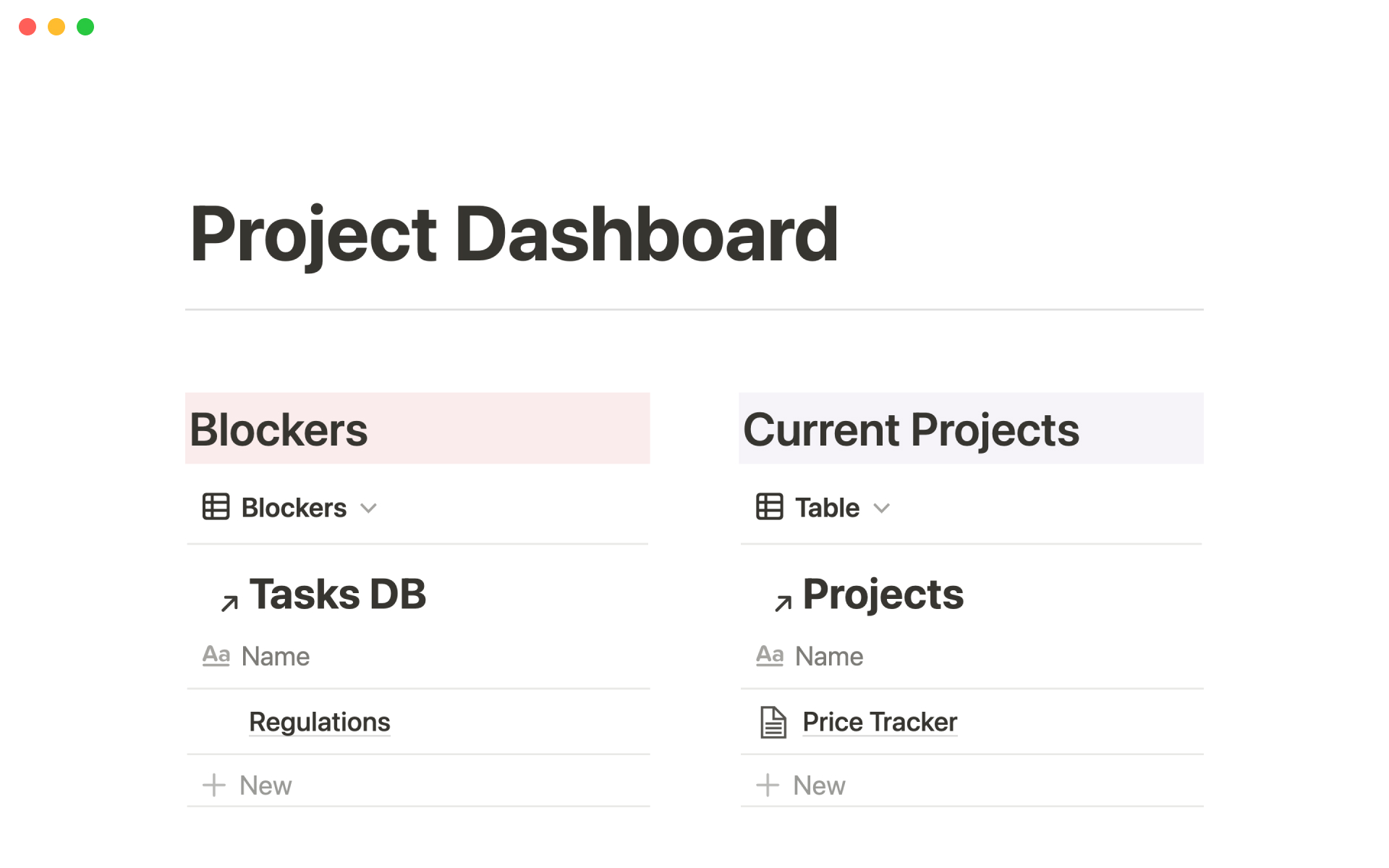 Notion Template Gallery – Project dashboard